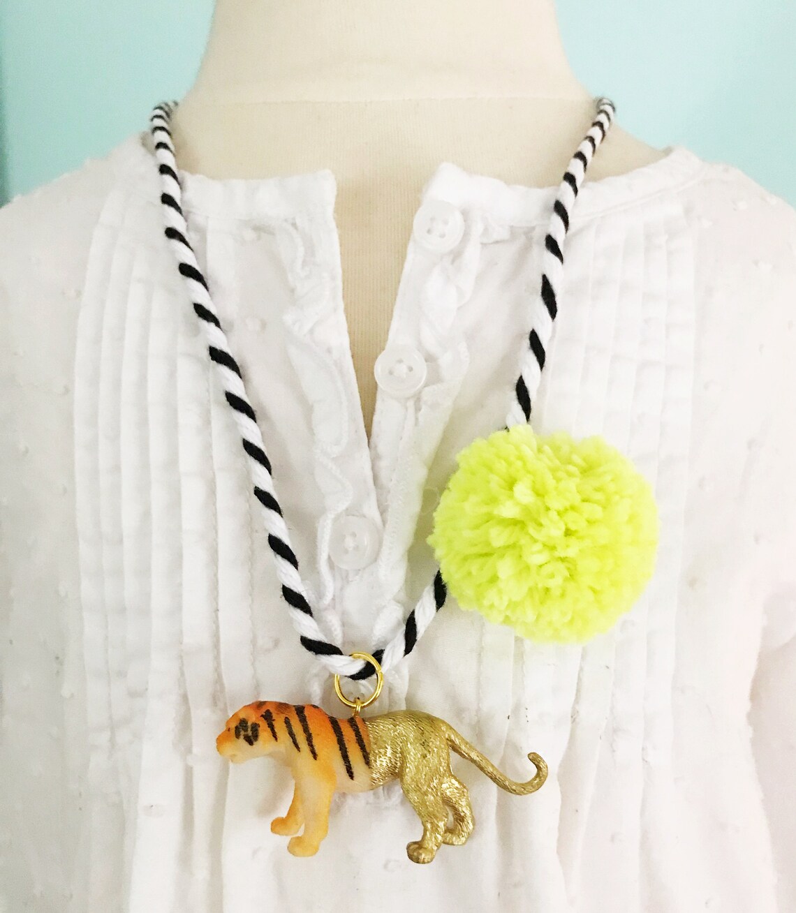 Tiger Necklace With Pom Pom for Kids - Etsy