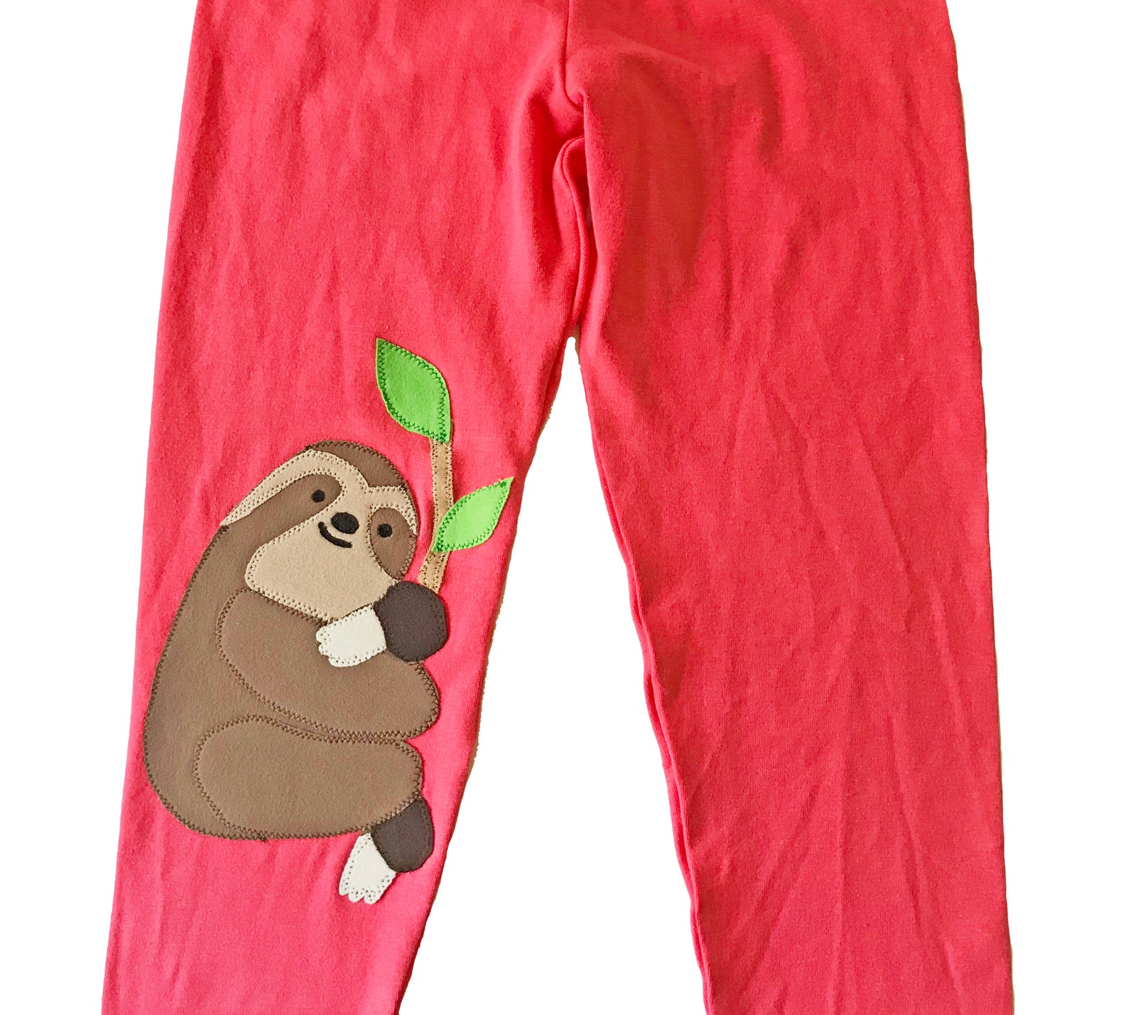 Sloth Leggings in Salmon Pink Girls Sloth Leggings - Etsy