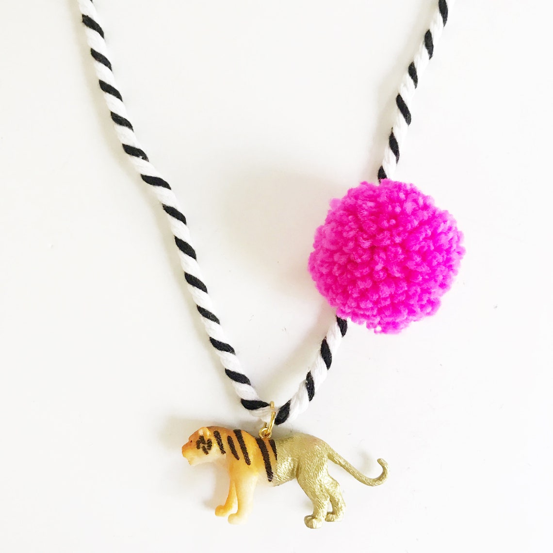 Tiger Necklace With Pom Pom for Kids - Etsy