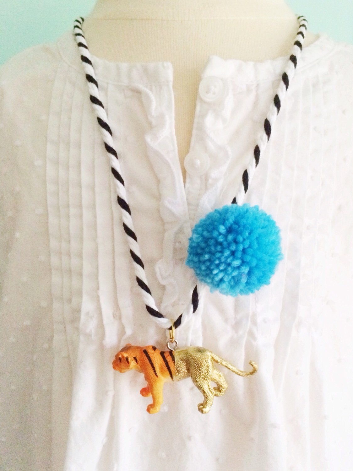 Tiger Necklace With Pom Pom for Kids - Etsy
