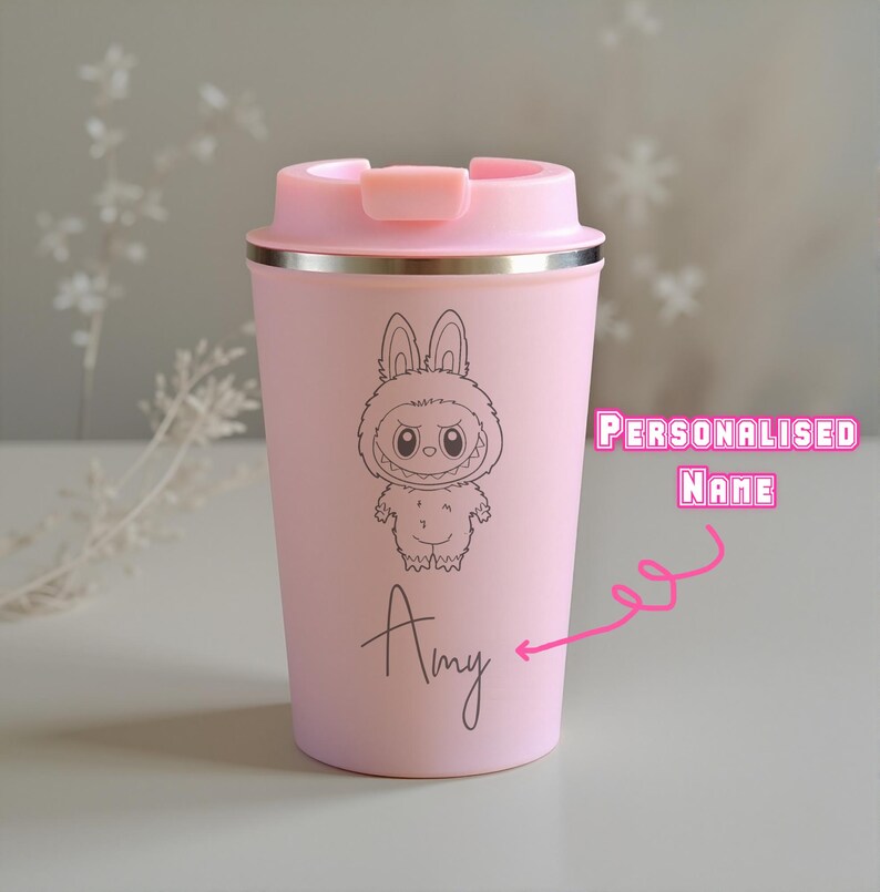 Personalized Engraved Labubu Travel Mug, Custom Engraved Name Mug ...