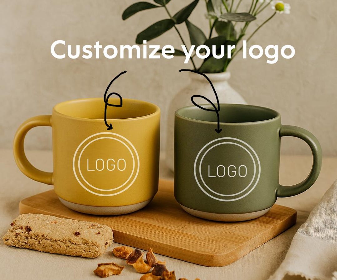 Engraved Logo Coffee Mug, Personalized Pottery Mug, Company Gift - Etsy