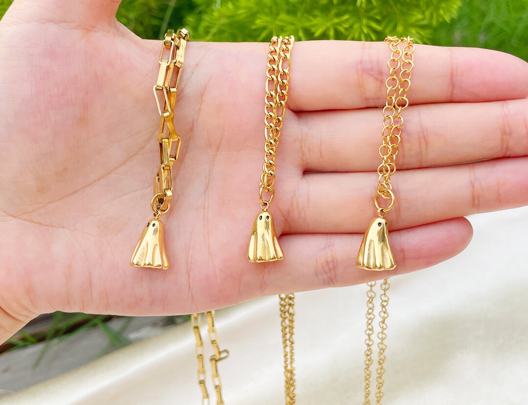 14k Gold Filled Ghost Necklac, 3D Ghost Necklace, Ghost Jewelry ...