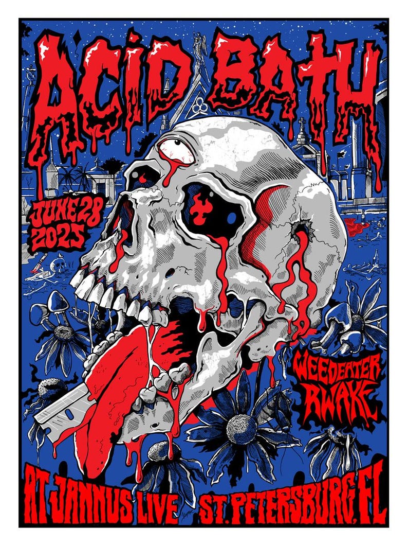 Acid Bath Poster Artist Proof by Jason Cooper for 2025 Tour St ...
