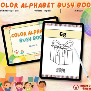 25 Pages Color Alphabet Busy Book for Kids Activity Coloring Book ...