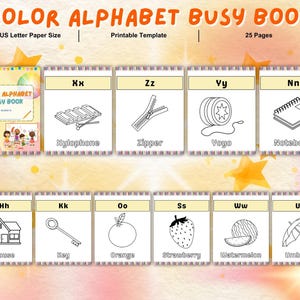 25 Pages Color Alphabet Busy Book for Kids Activity Coloring Book ...