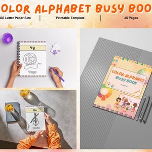 25 Pages Color Alphabet Busy Book for Kids Activity Coloring Book ...