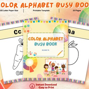 25 Pages Color Alphabet Busy Book for Kids Activity Coloring Book ...