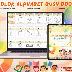 25 Pages Color Alphabet Busy Book for Kids Activity Coloring Book ...