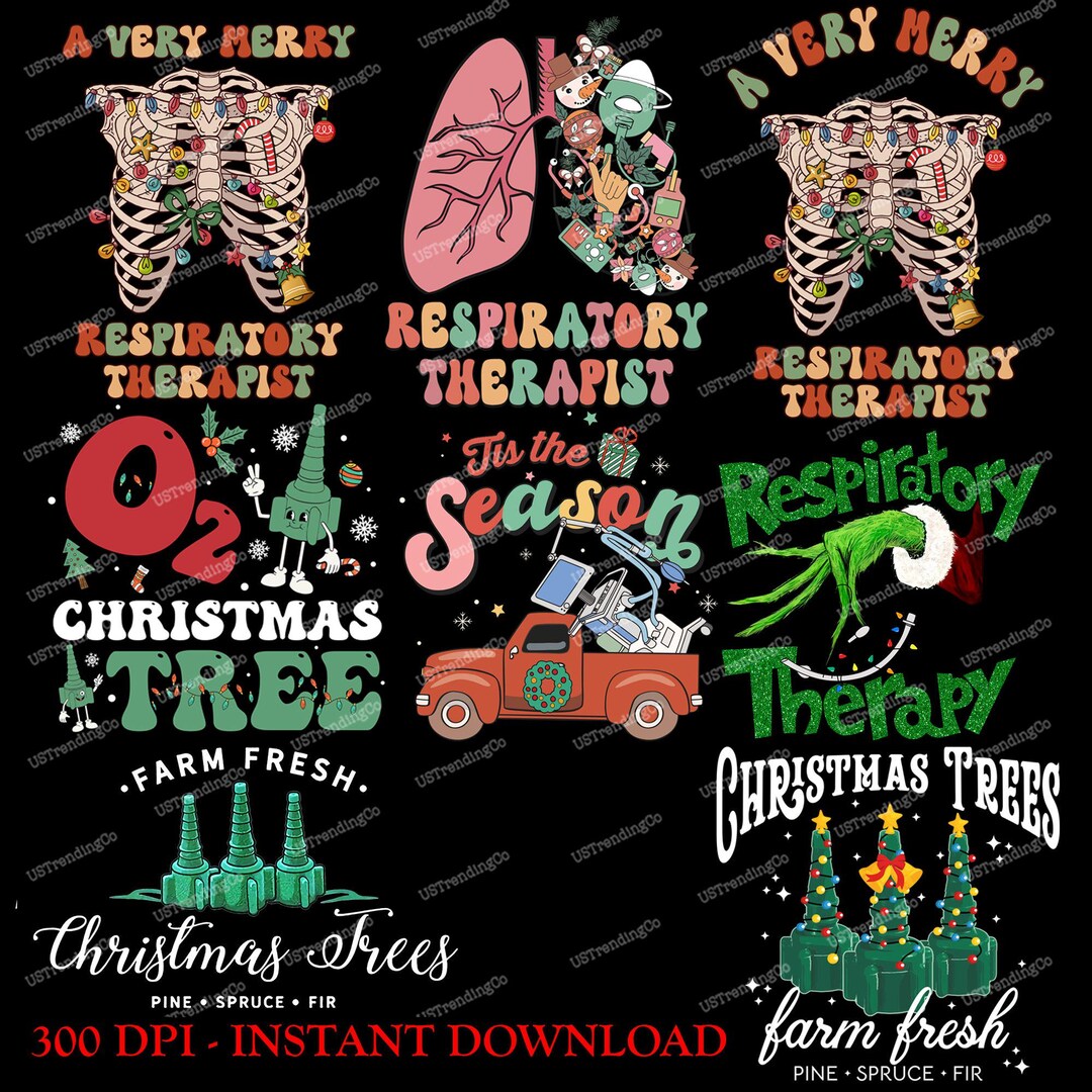 Respiratory Therapist Christmas Png Bundle, Christmas Nurse Png, Lung ...