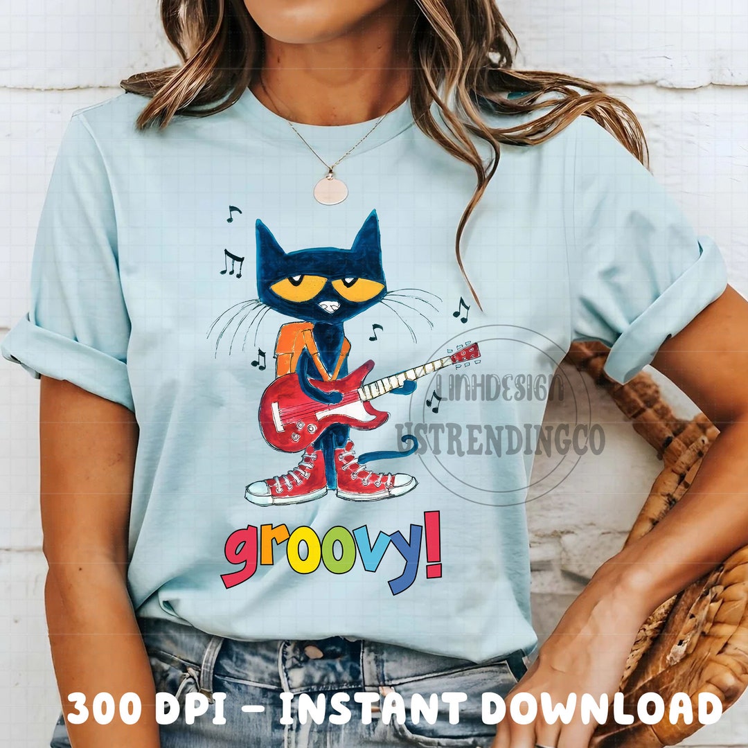 Pe.te the Cat Groovy Playing Guitar PNG, P.ete the Blue Cat Rock, Pre K ...