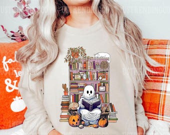 Cute Ghost Reading Books Png, Teacher Halloween Png, Read More Books ...