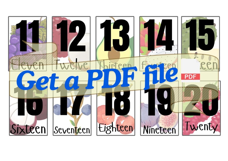 Fruity Numbers 1 to 20 Flash Cards - Etsy