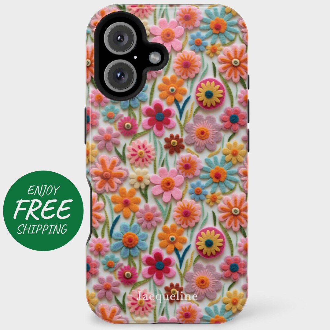 Cottagecore Meadow Felt Phone Case for Iphone, Pixel, and Galaxy ...