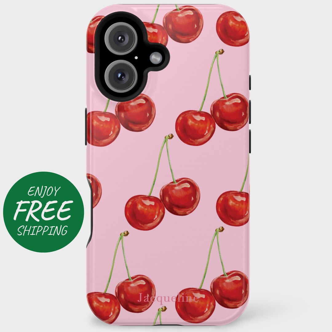 Personalized Red Cherry Phone Case for Iphone, Pixel, and Galaxy ...