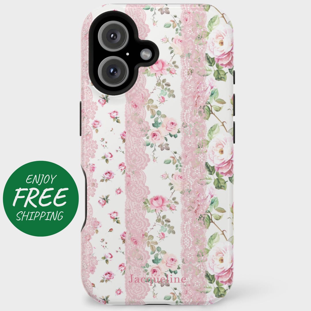 Personalized Floral Pink Lace Phone Case - Romantic Feminine Design ...