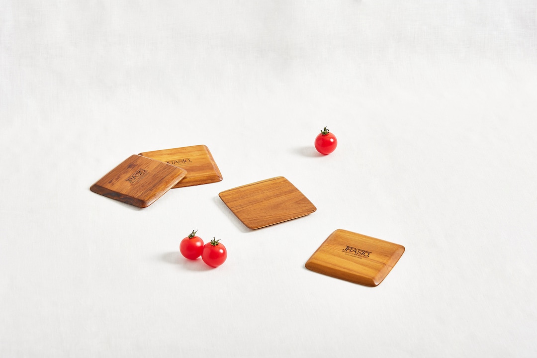 Set of 4 Eco-friendly Teak Wood Coasters Lightweight, Durable, and ...