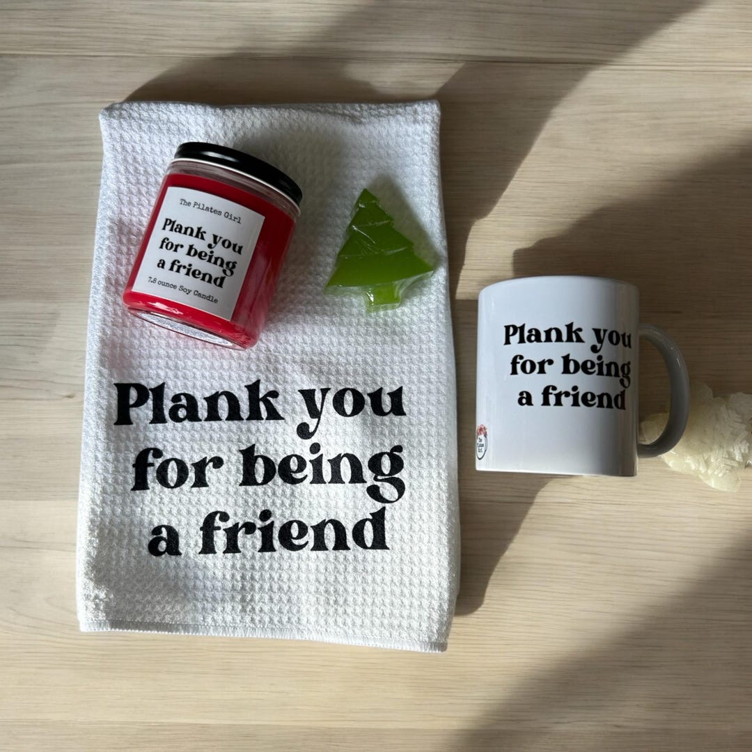 Plank You for Being a Friend Gift Set, Pilates Candle, Pilates Towels ...