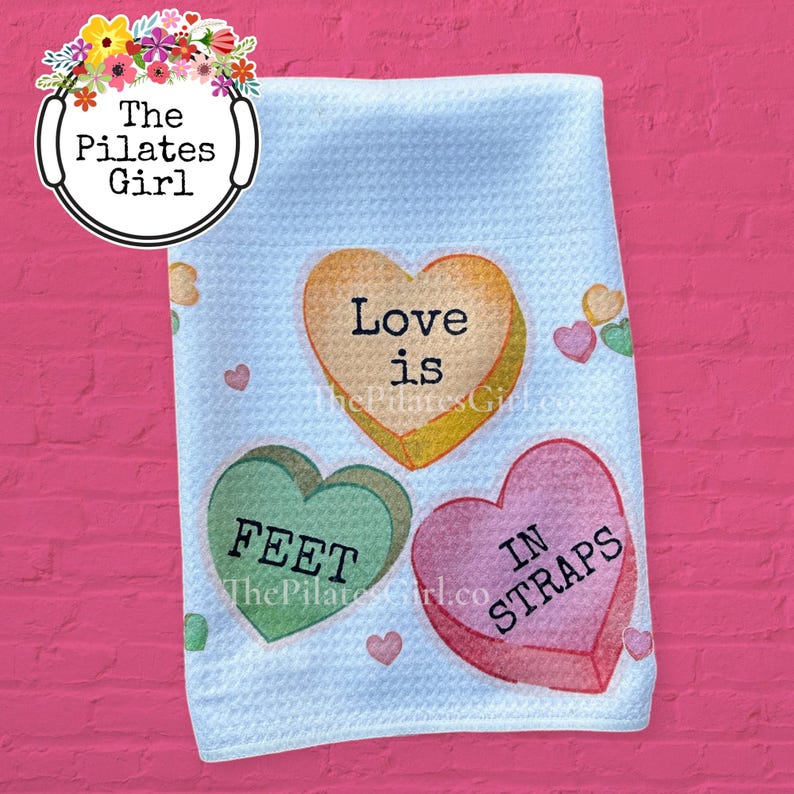 Love is Feet in Straps Valentine Towel, Conversation Hearts Waffle ...