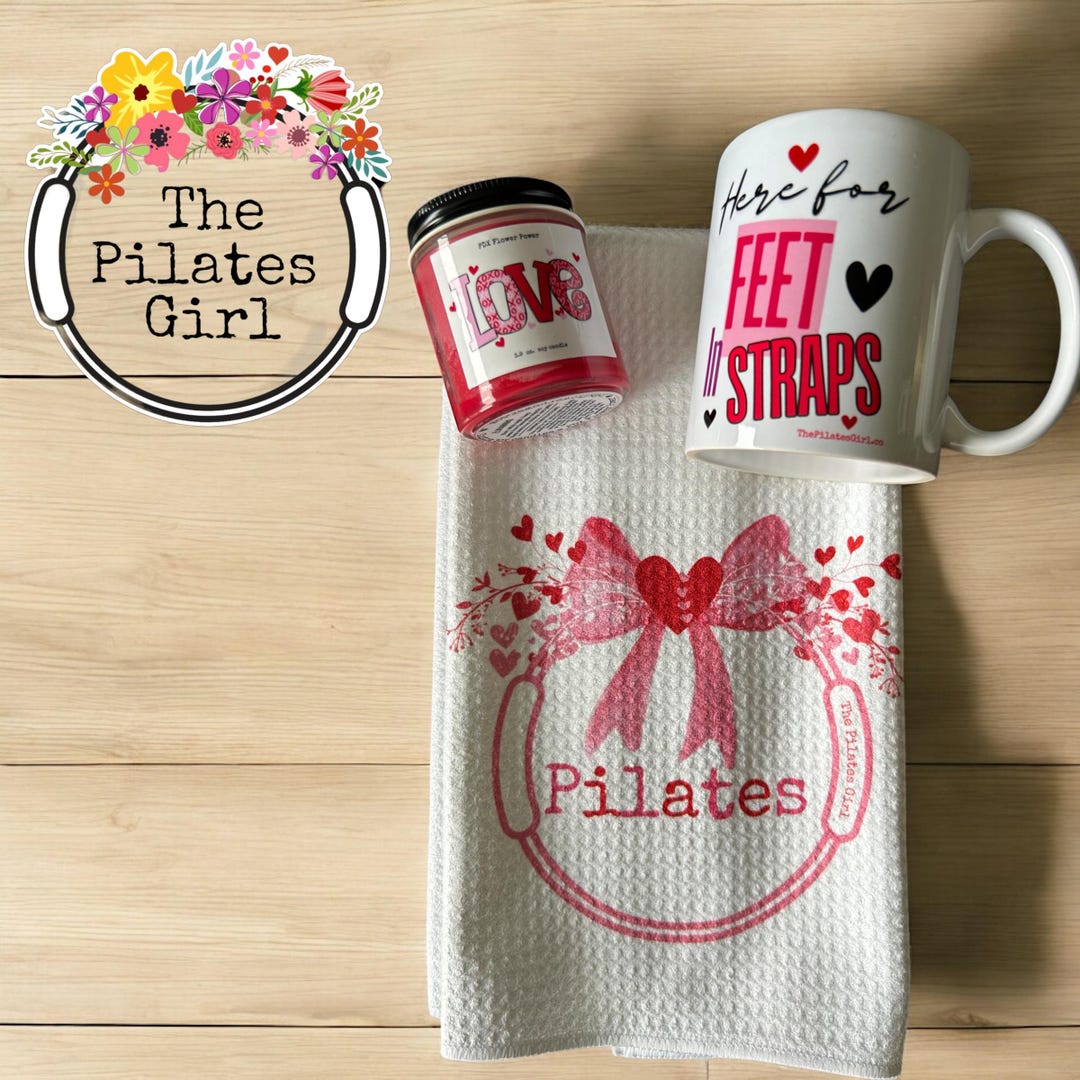 Pilates Love Set, Love Soy Candle, Feet in Straps Mug, Pilates Towel ...