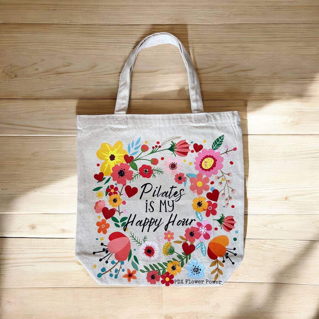 Pilates is My Happy Hour Canvas Tote, Pilates Tote, Pilates Girl ...