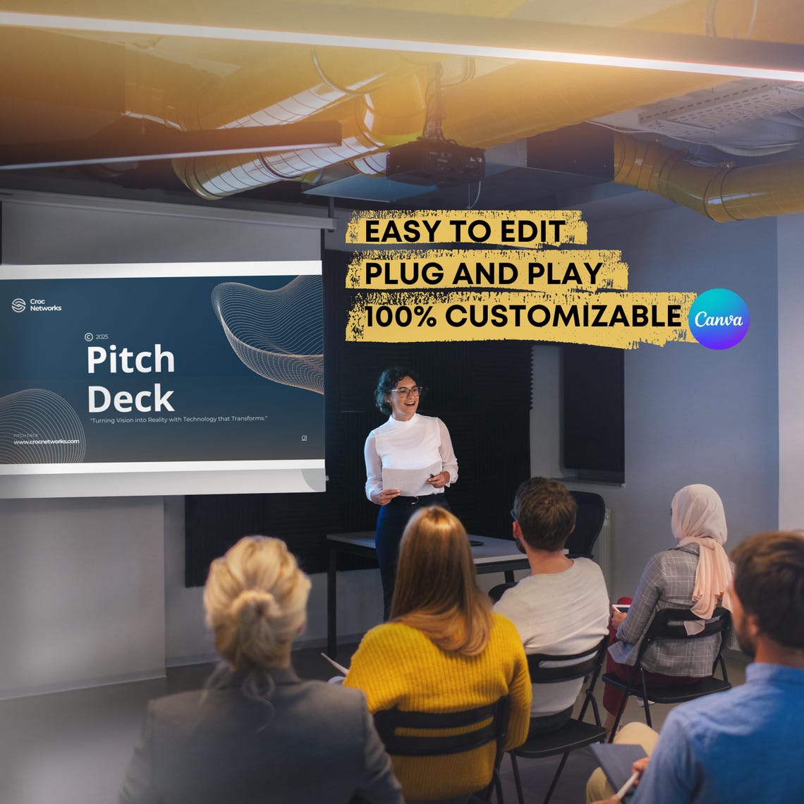 Canva Pitch Deck Template for Startups | Editable Investor Slide Deck ...
