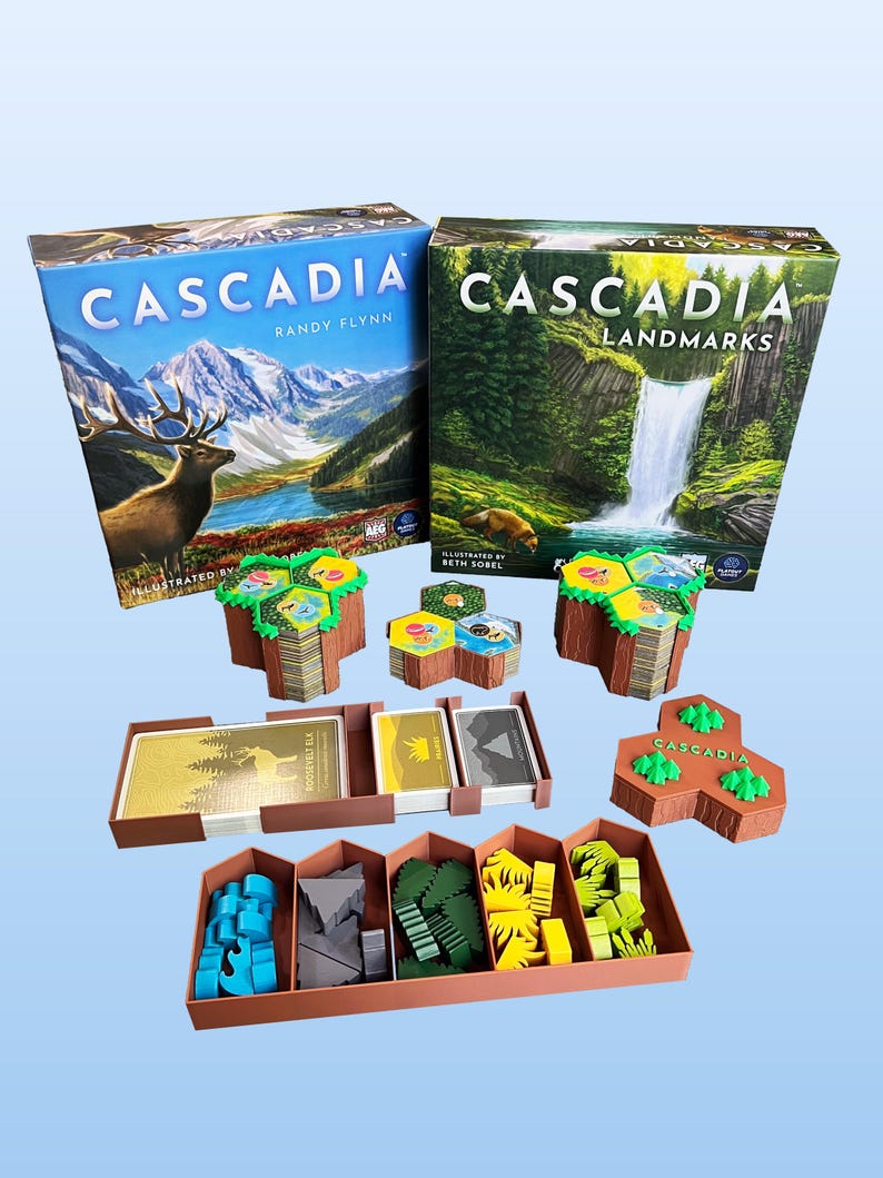 Cascadia and Landmarks Expansion Compatible Board Game Organizer Box ...