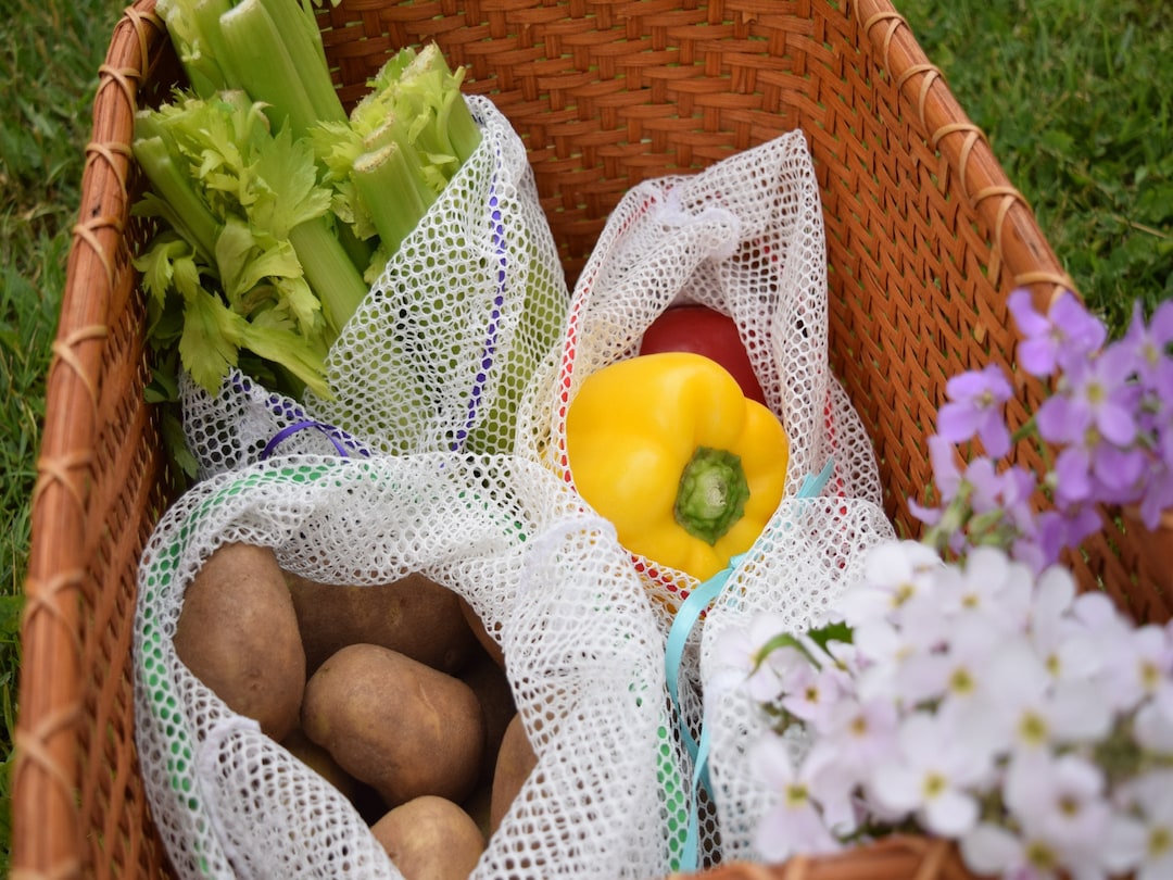 Mesh Produce Bags, Reusable Produce Bag, Mesh Storage Bag, Veggie Bag ...