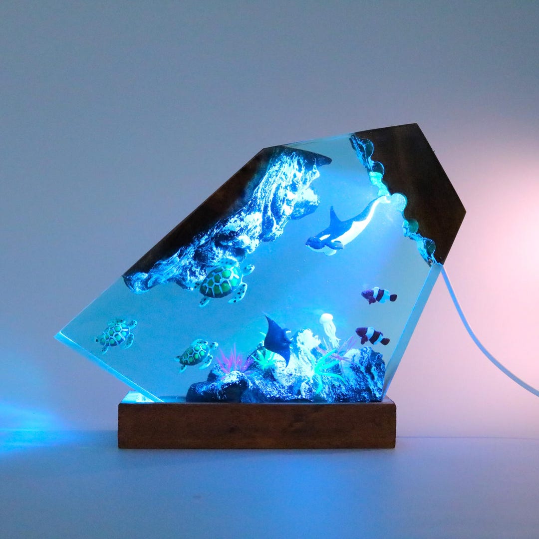 Orca Shark Vs Turtle Resin Night Lights, Manta Ray Vs Jellyfish Lamp ...