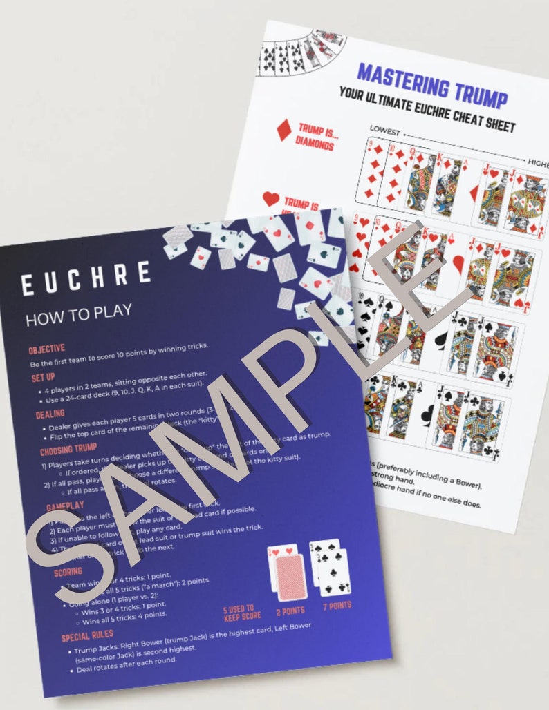 Euchre Rules Printable Guide - Simple Game Rules & Cheat Sheet ...