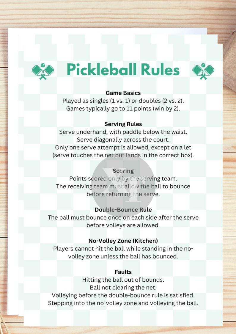 Printable Pickleball Rules Instant Download PDF - Etsy