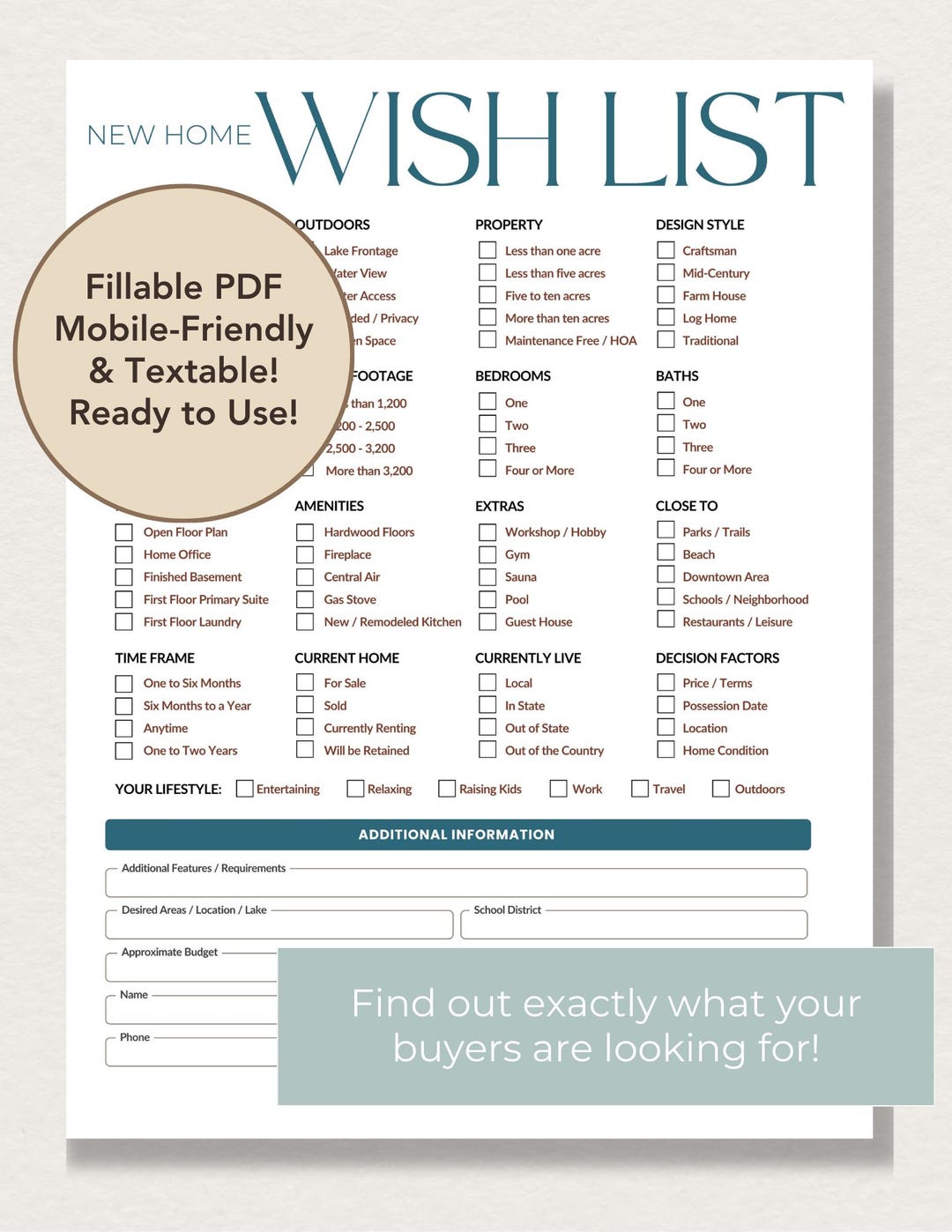 Real Estate Wish List | New Home Wish List | Interactive PDF Digital ...
