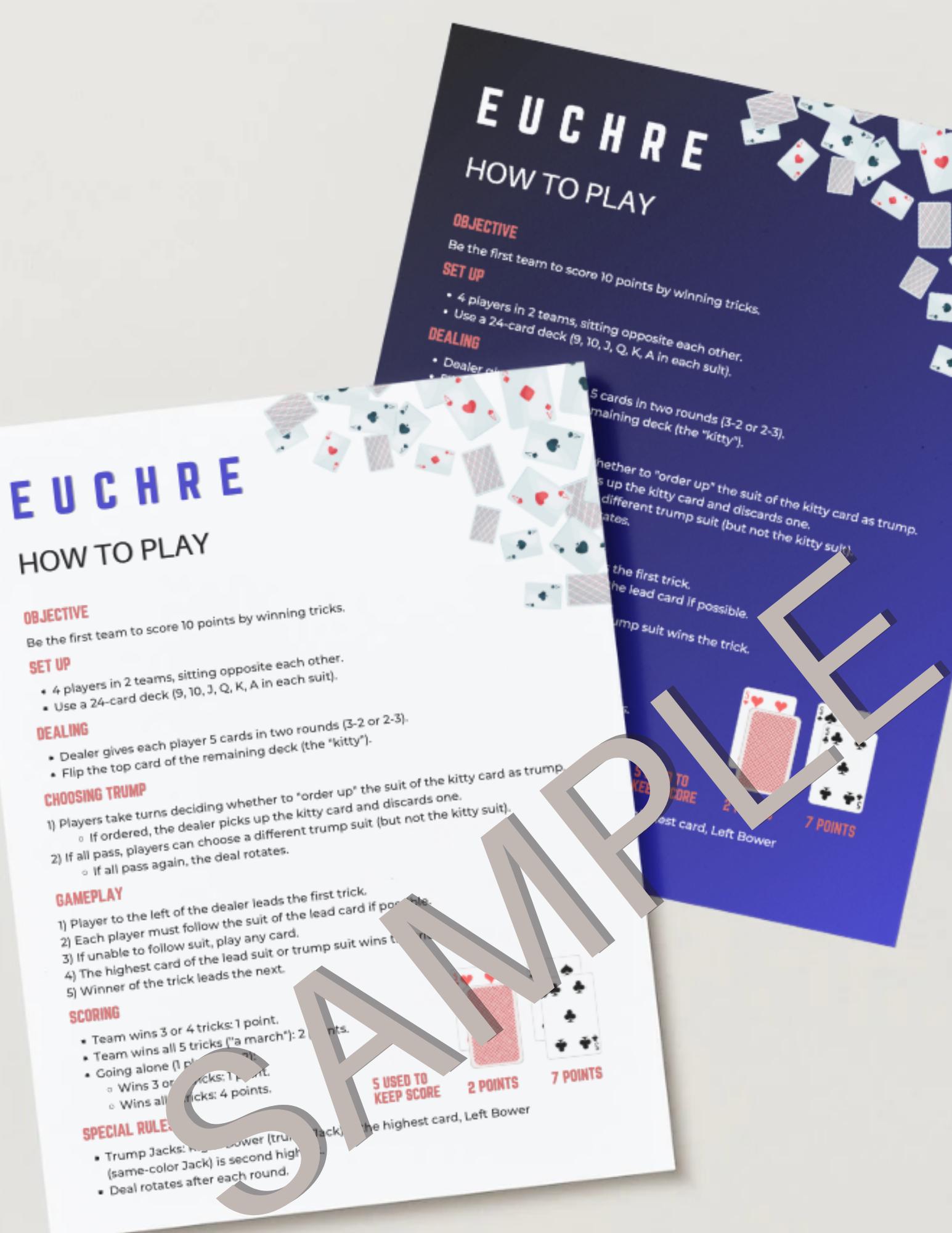 Euchre Rules Printable Guide - Simple Game Rules & Cheat Sheet ...