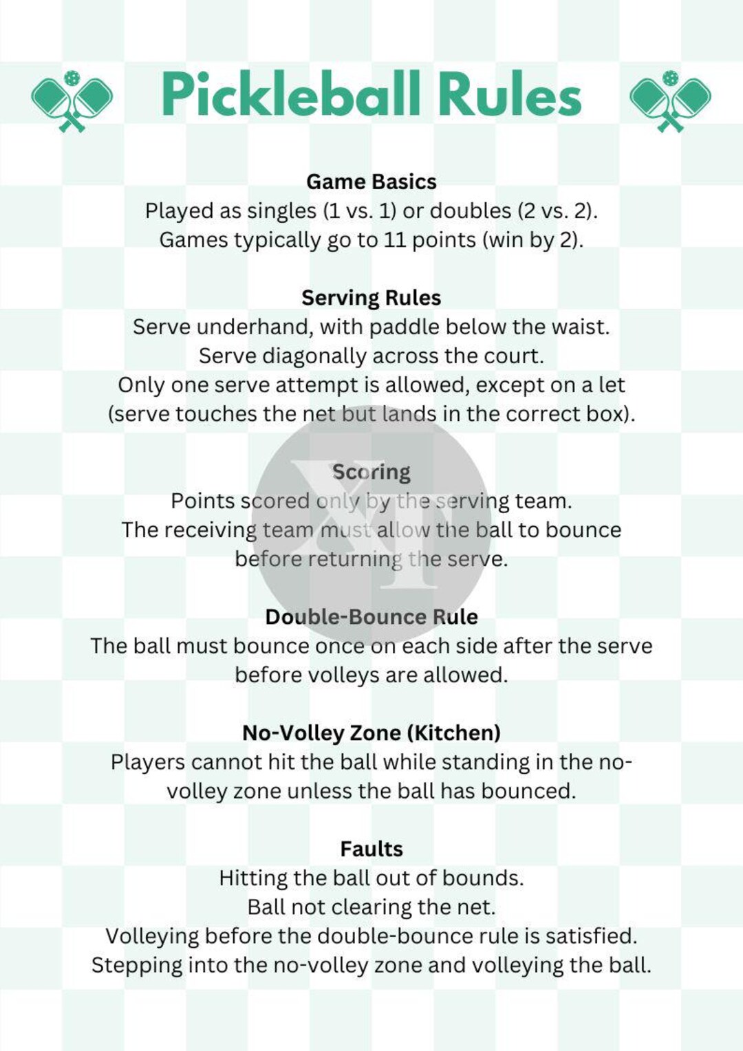 Printable Pickleball Rules Instant Download PDF - Etsy