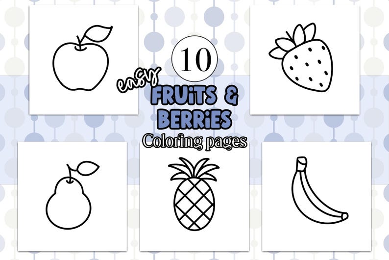 Easy Fruit Coloring Pages for Children Kindergarten Printable Coloring ...