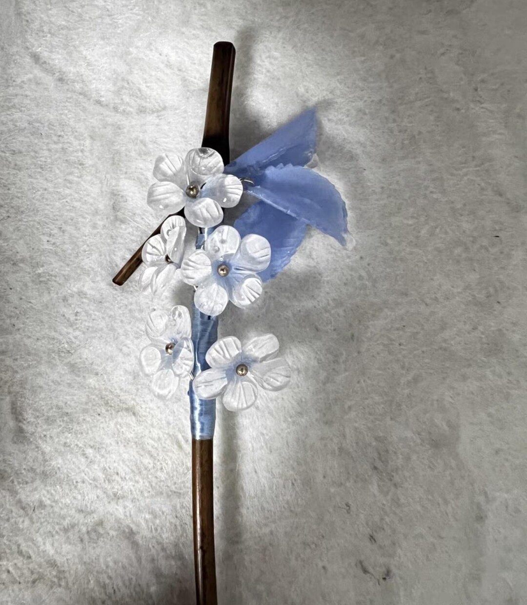 Blue Flower Hair Stick, Wooden Vintage Hair Pin, Hair Chopstick, Women ...