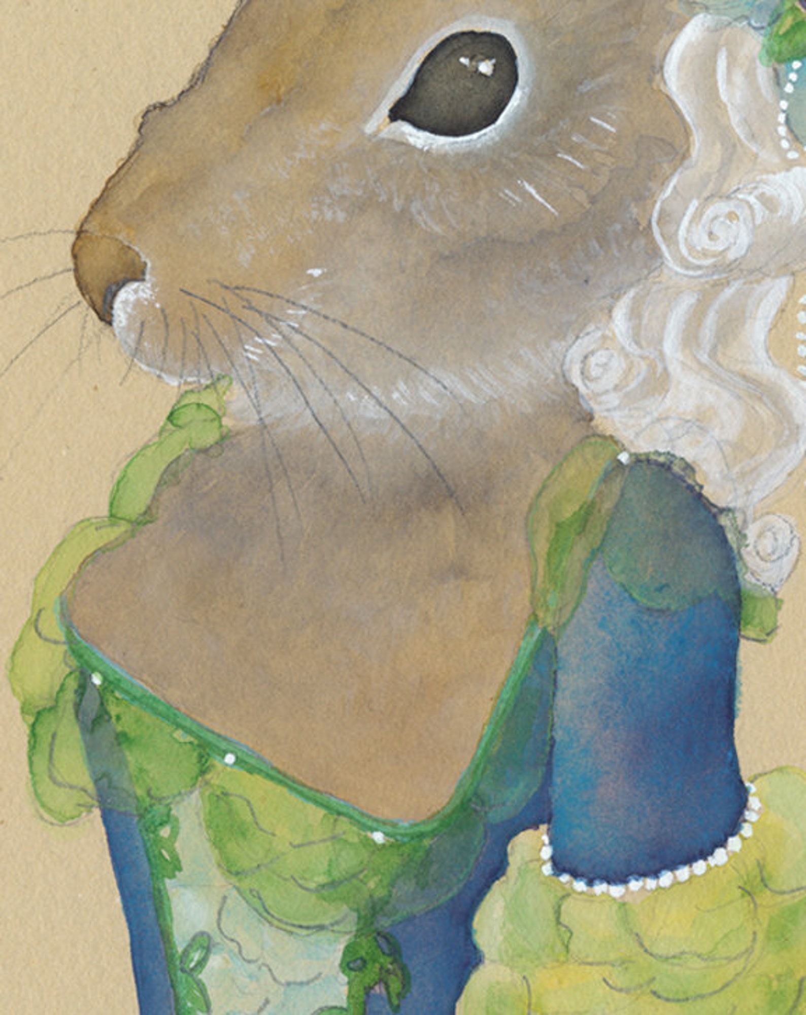 French Animal Alphabet Letter L Lapine Laitue Rabbit Lettuce Kitchen ...