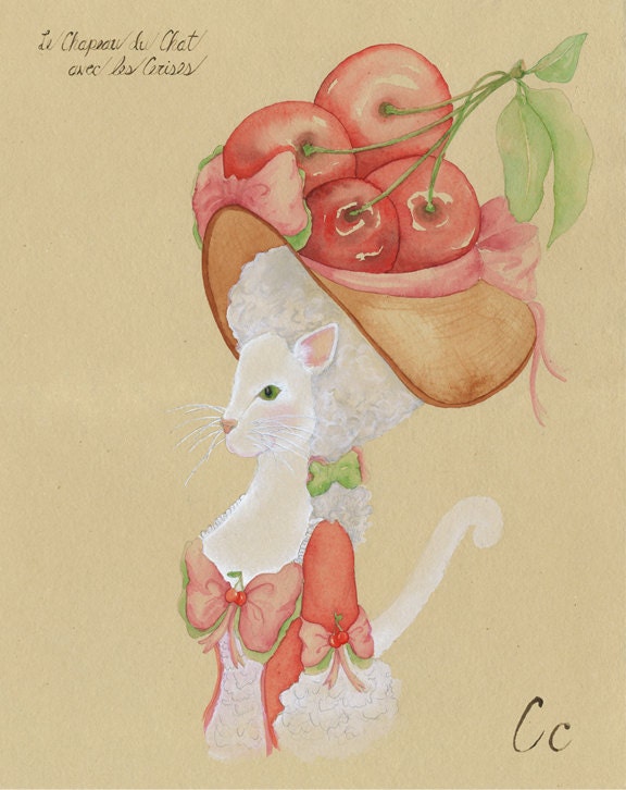 Cute Cat Cards White Cat Card Set Letter C is for Cat and - Etsy