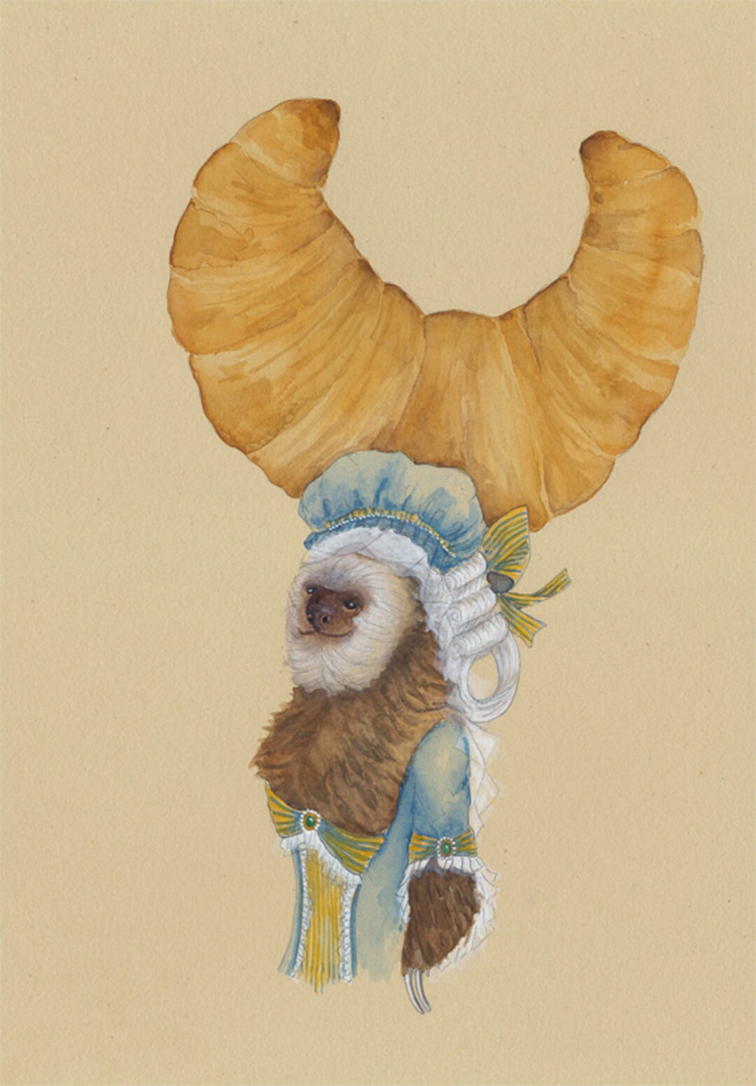 Sloth Cards Croissant Cards Funny Animal Cards French Cards Baking ...