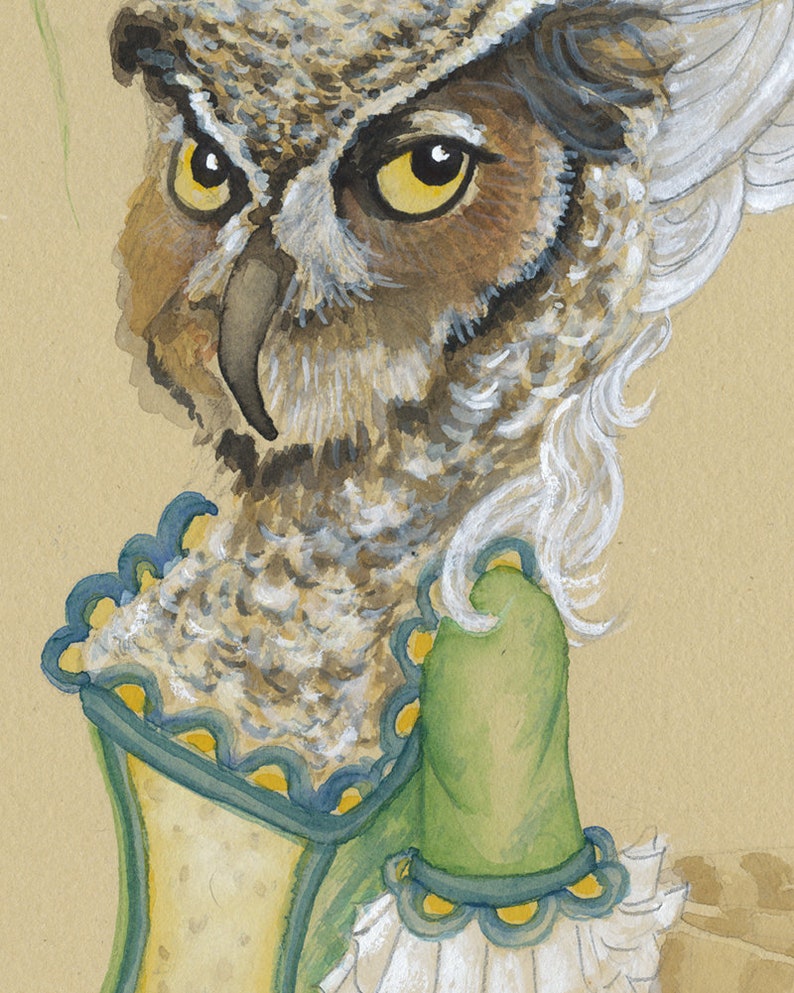 Owl Painting Rustic Owl Gift French Animal Alphabet Letter - Etsy