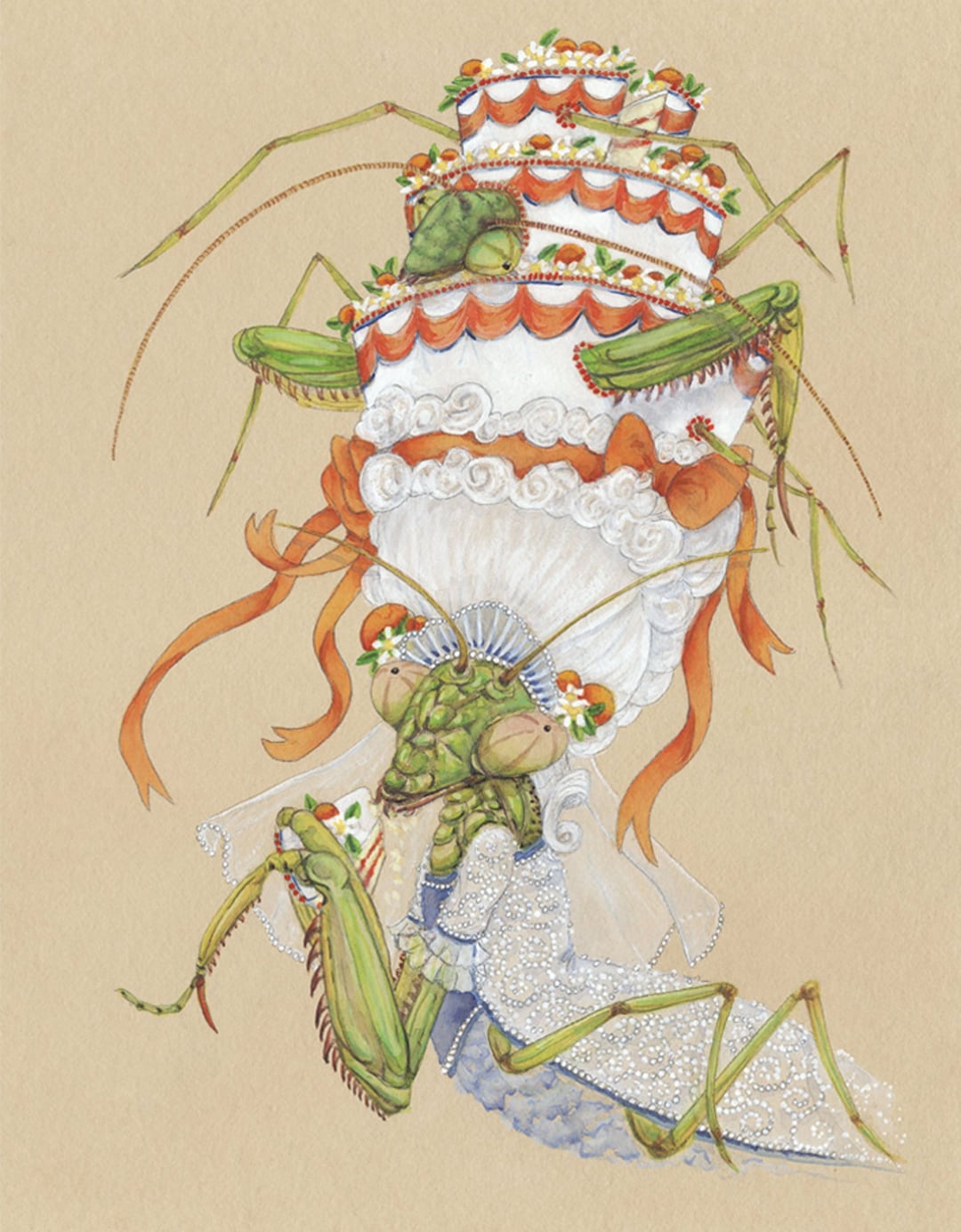 Female Praying Mantis Bride Painting Unique Insect Gift Feminist ...