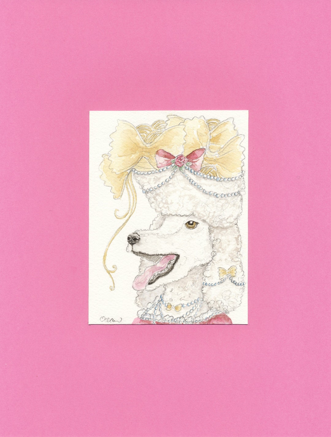 Noodle Poodle Watercolor Painting, Funny Kitchen Dog Art - Etsy