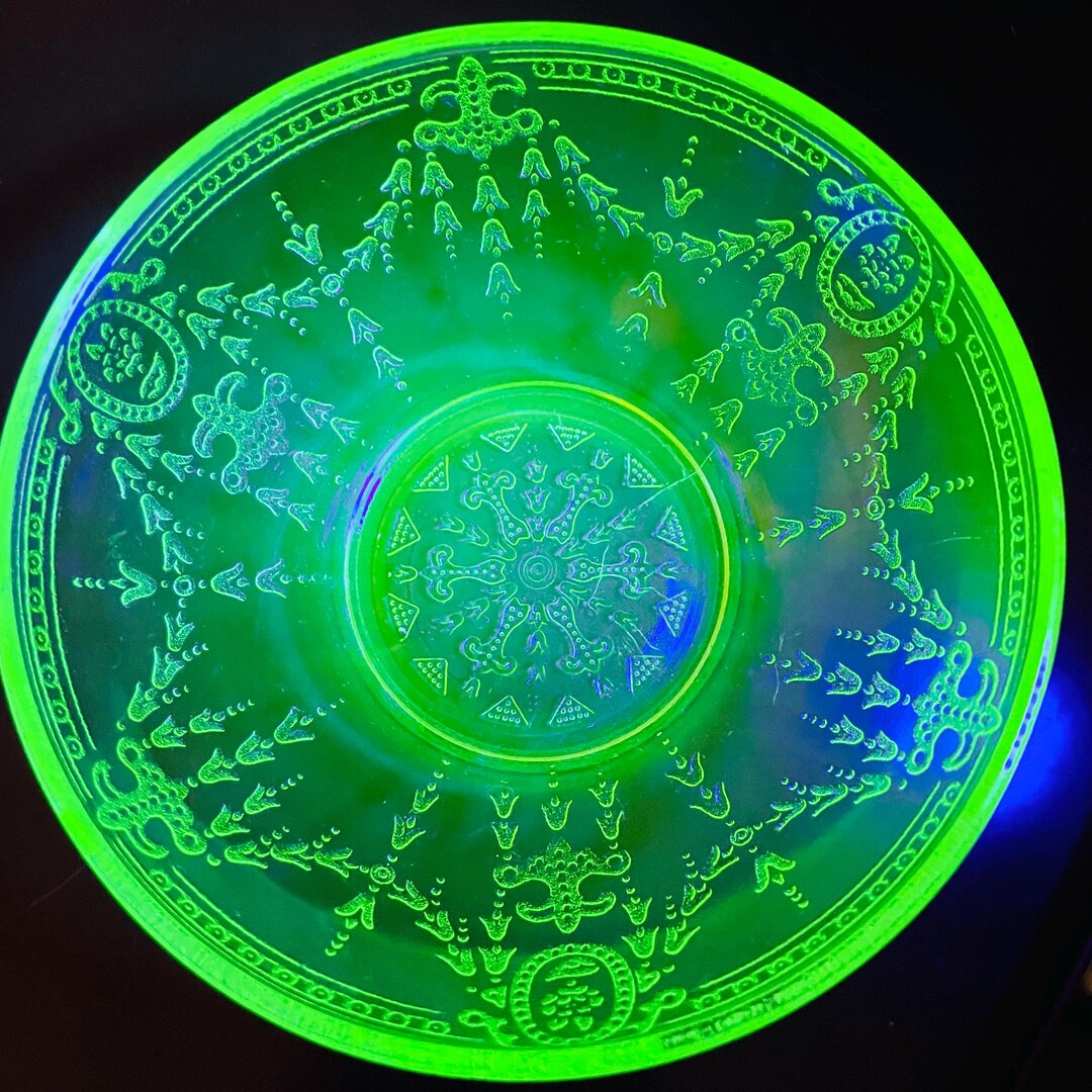 Vintage Belmont Glass Rose Cameo Pattern, Design, Uranium Glass Bowls ...
