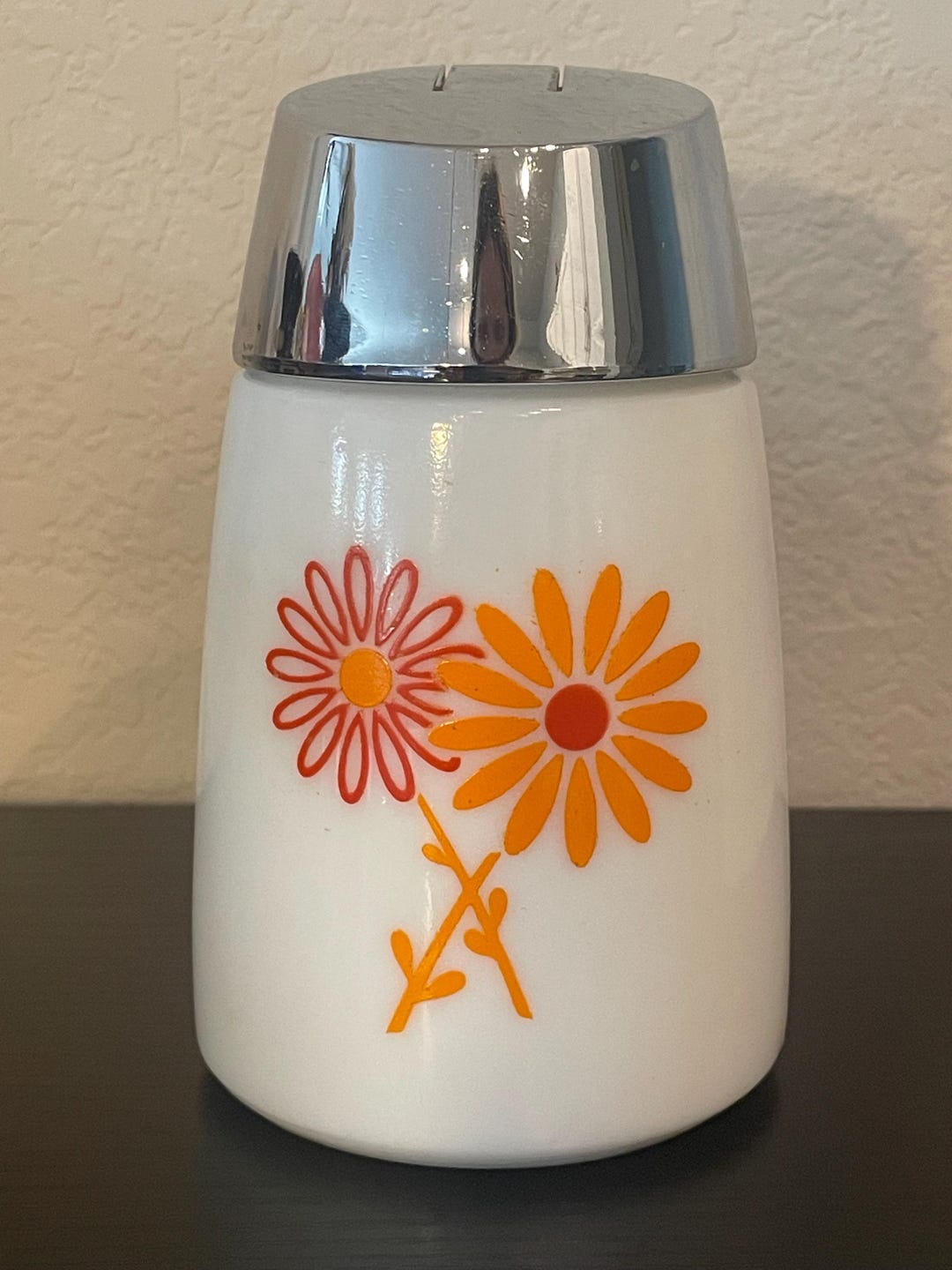Starline 930 Dispensers Inc. Milk Glass Sugar Dispenser With Orange ...