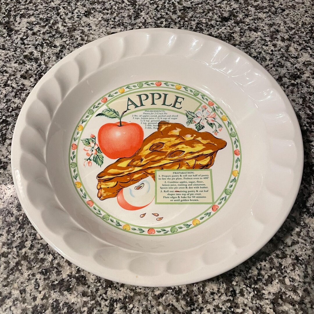 Apple Pie Recipe Plate, by the Golden Pie Collection, Vintage Pie Plate ...