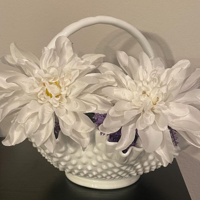 Milk Glass Basket - Etsy