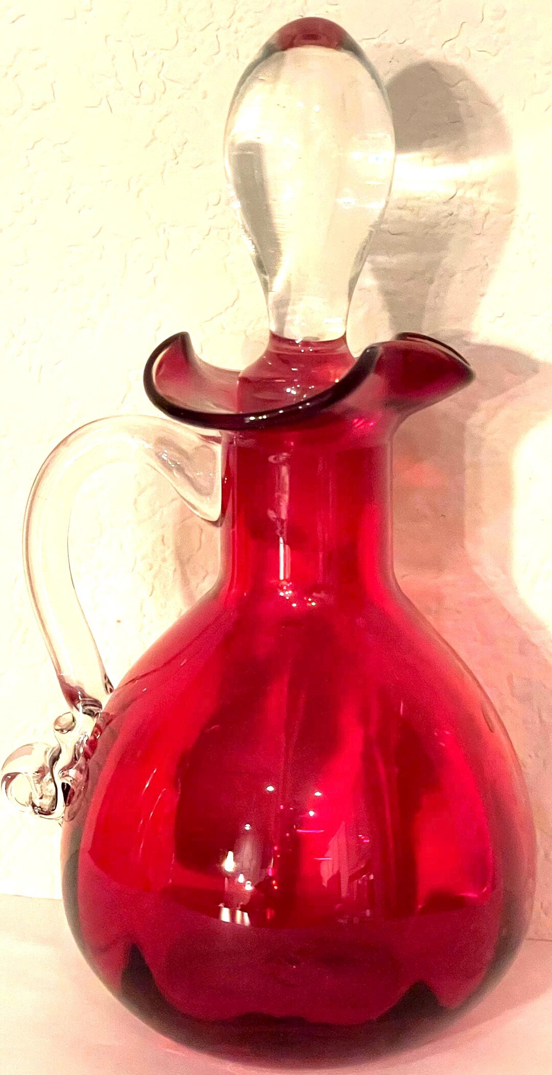 Viking Handblown Red Glass Vinegar Cruet, 6.5” Tall - Etsy