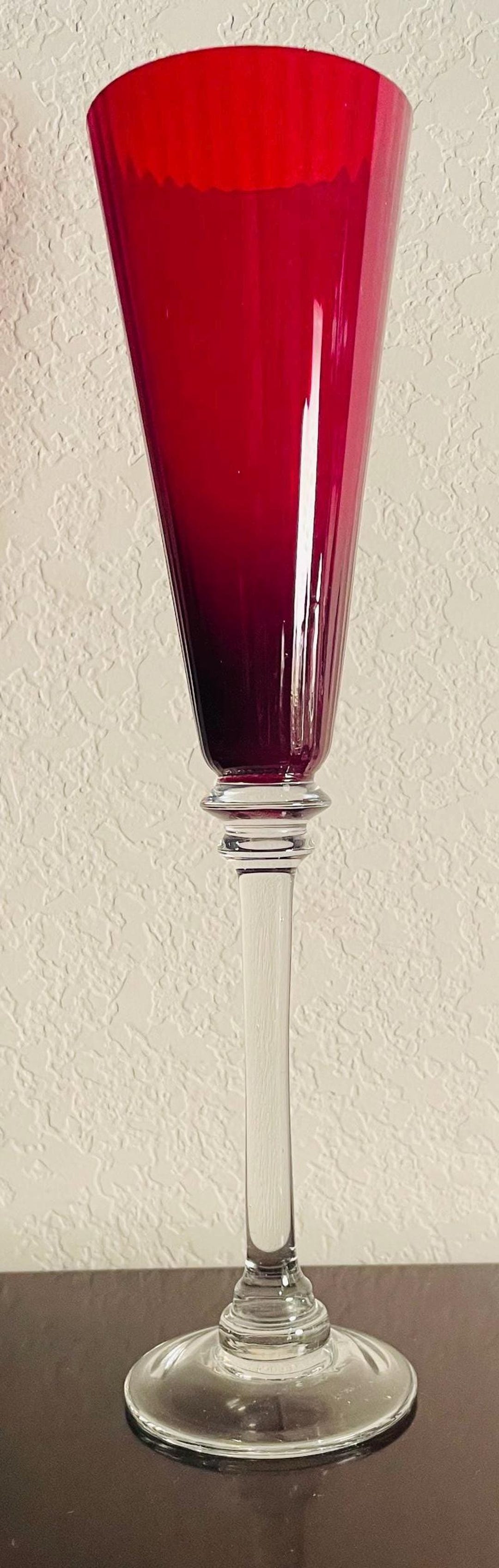 1960s Ruby Red Champagne Flute, 11.25 Tall, 2.75 Diameter, Stunning MCM ...