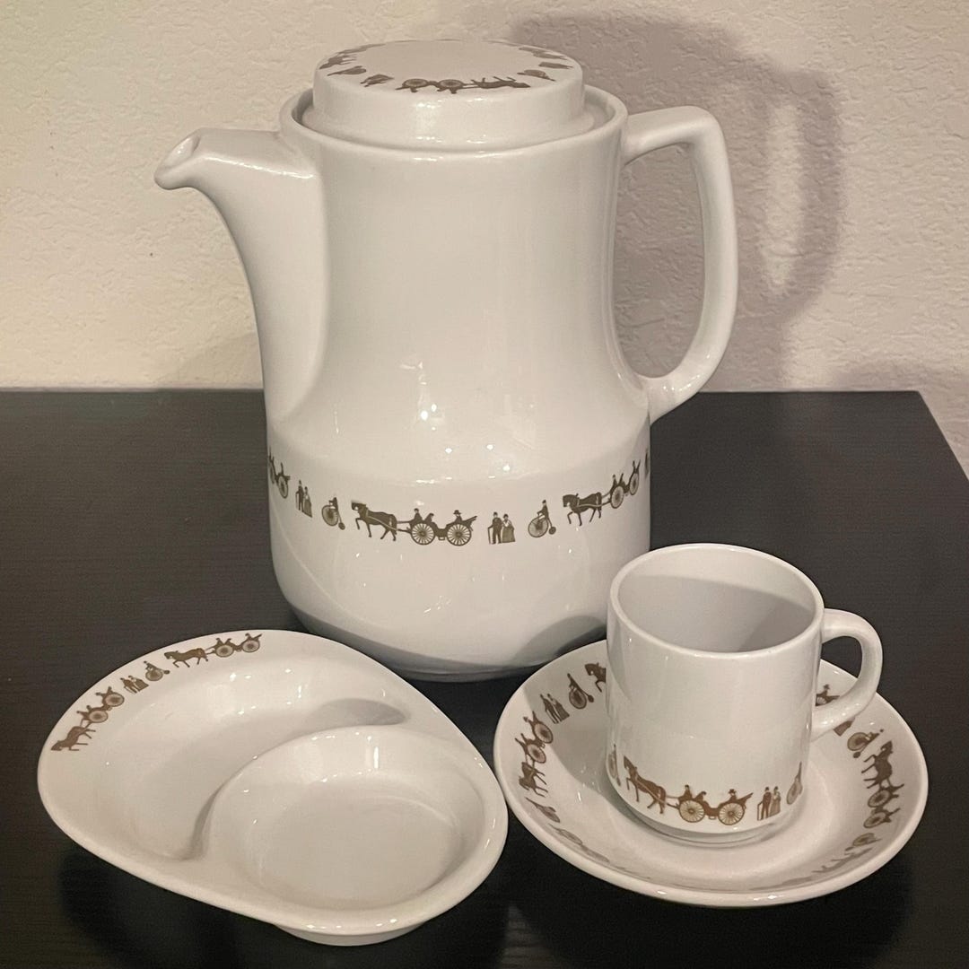 Figgjo Norway Porcelain Tea Set, Colonial Style, Teapot, Cup & Snack ...