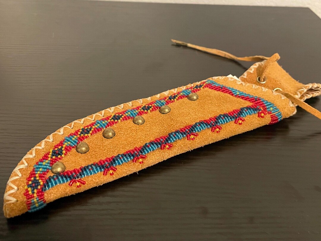 Lakota Native American Leather, Beaded Knife Sheath, Lakota Leather ...